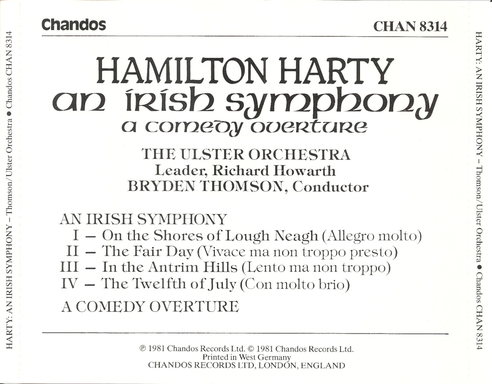 The First Pressing CD Collection: Hamilton Harty - An Irish Symphony