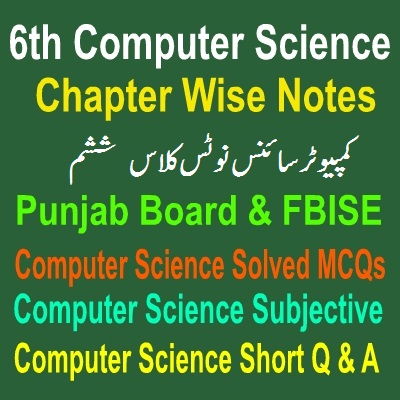 6th Class Computer Science Chapter One Notes - EASY MCQS QUIZ TEST