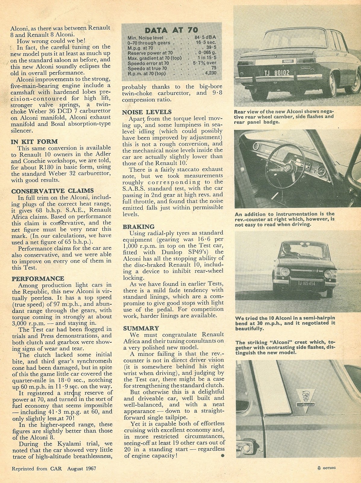 Alconi Conversion for Renault R8 & R10 Models 1964 - 1970