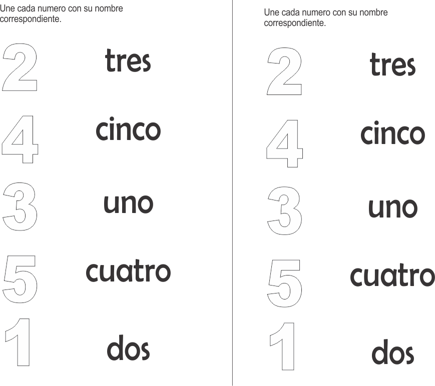 tareas y guias para primaria: Matemáticas, unir nombre con el numero