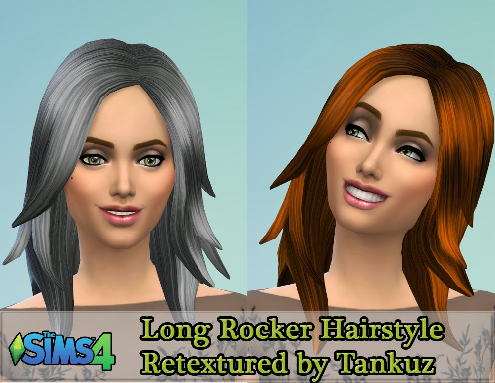 Tankuz Sims 3 Blog: The Sims 4. Long Rocker Hairstyle Retextured by Tankuz