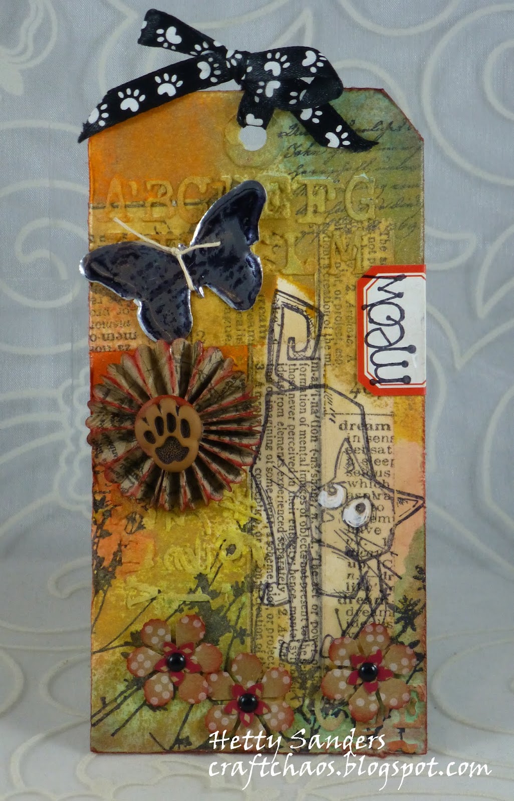 *{CraftChaos}*: Tim Holtz 12 tags May 2016:Crazy Cat