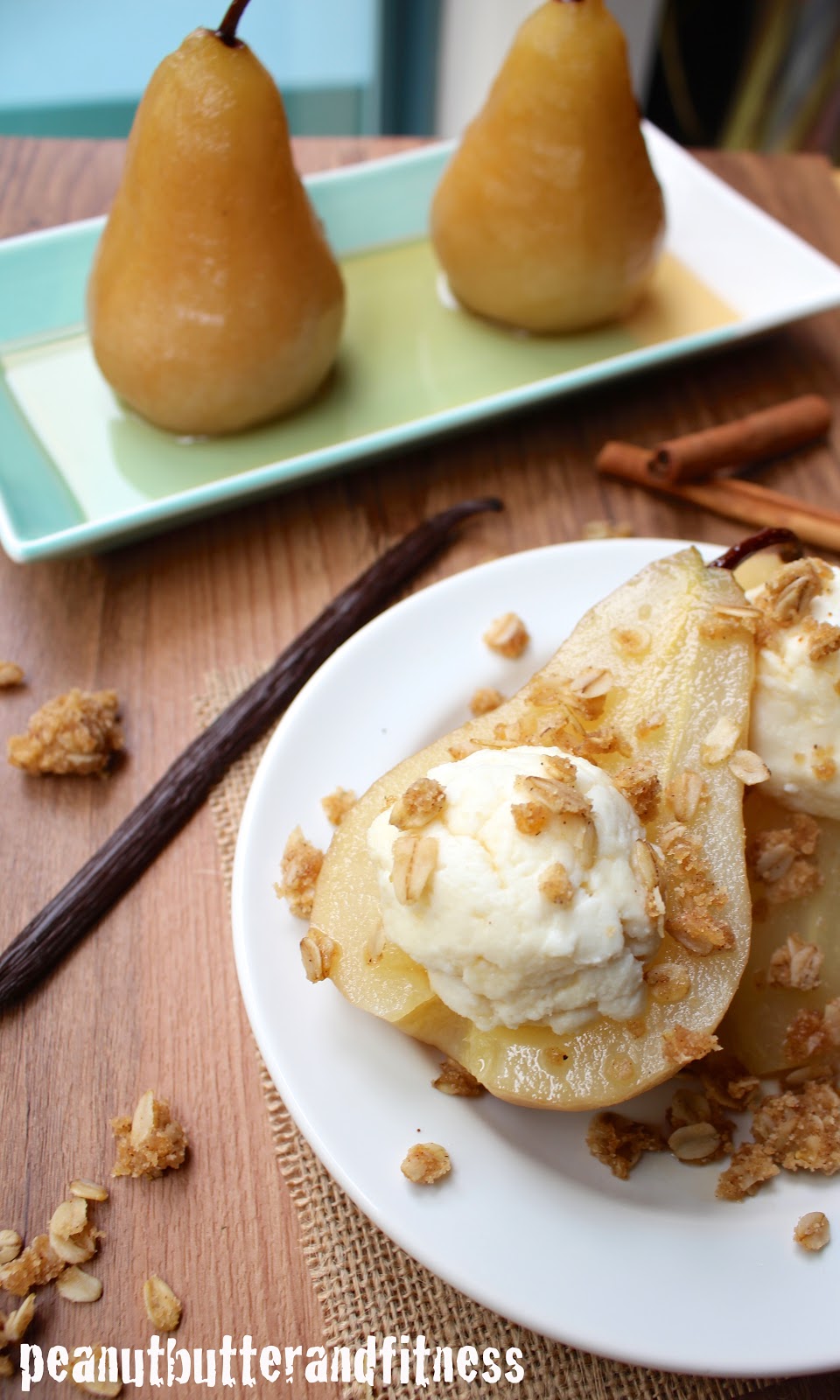 Vanilla Maple Poached Pears with Quick Granola and Protein FroYo ...