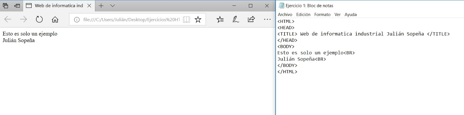 Julián Sopeña Informática Industrial: Ejercicios de código HTML