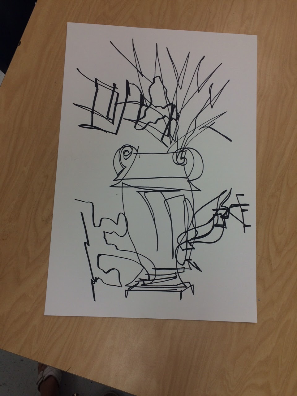 My High School Art Room: Blind Contour Watercolor Abstract Paintings