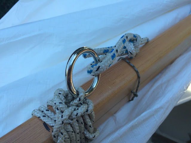 Michalak Robbsboat build: Rigging details at this point.