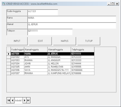 Membuat Crud Vb 6.0 Database Access - Java Media Kita