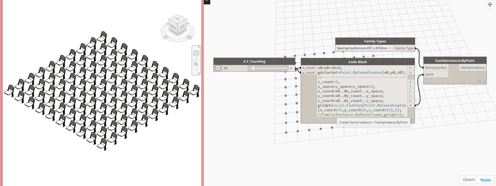 Grid | Revit Project with Family on the grid