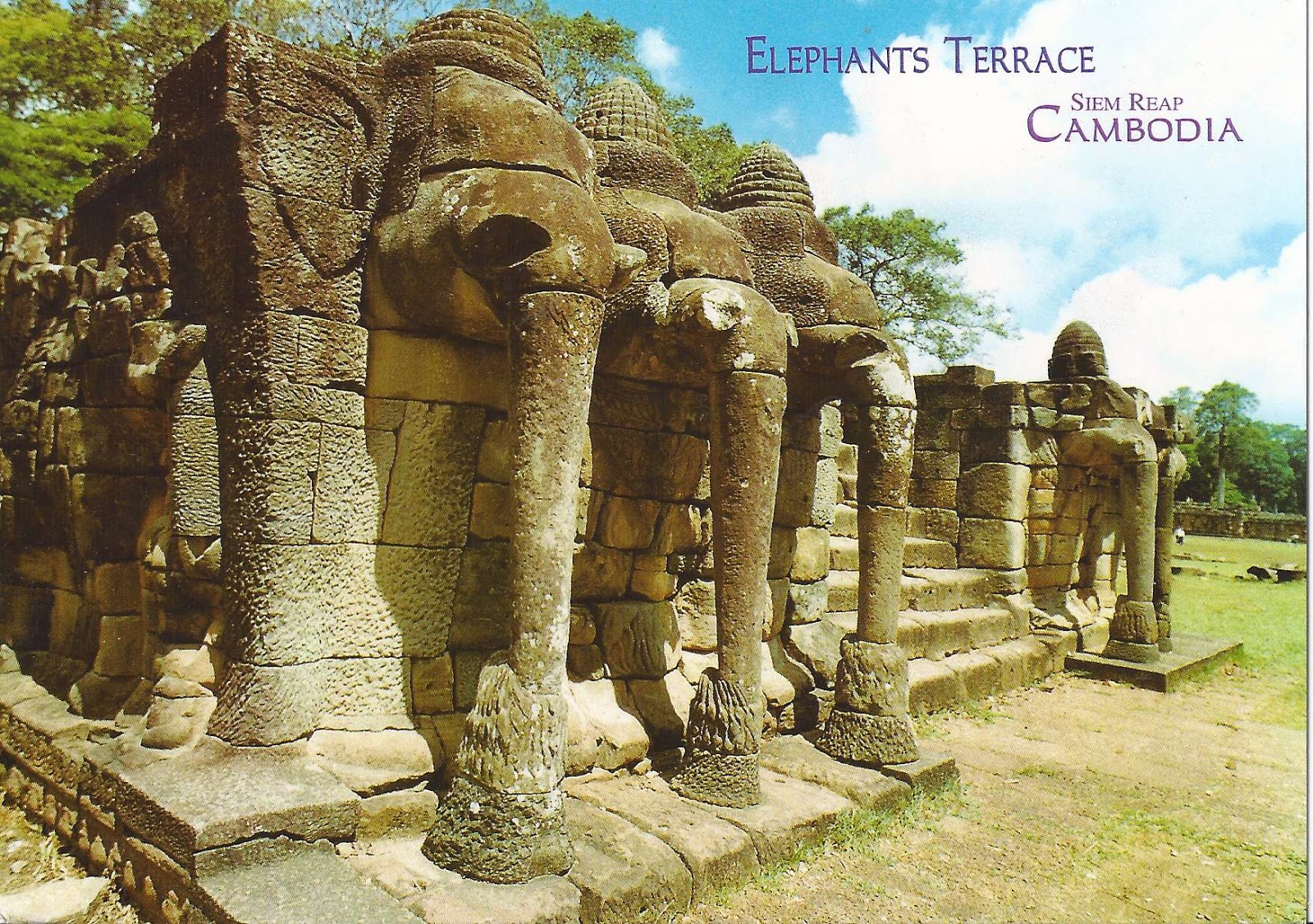 A Journey of Postcards: Elephants Terrace from Angkor Thom, Cambodia