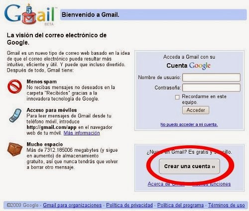 CREAR UNA CUENTA GMAIL GRATIS EN ESPANOL Technical Specifications ...