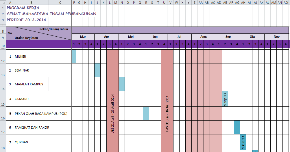 CONTOH PROGRAM KERJA ORGANISASI SENAT MAHASISWA INSAN PEMBANGUNAN TANGERANG