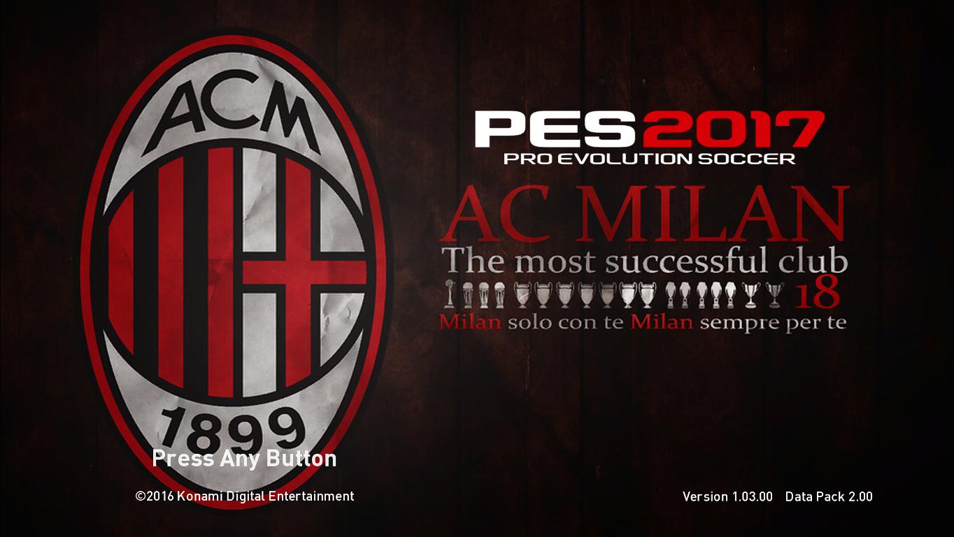 Pro Evolution Soccer 2017: Graphic Menu Ac Milan For PES 2017