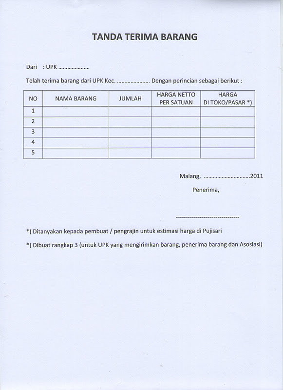 Contoh Bikin Surat Tanda Terima - Delinewstv