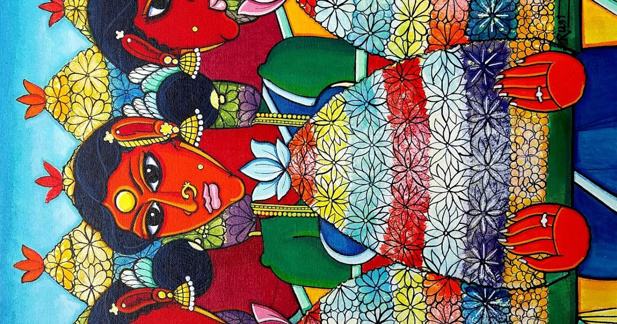 RUSTUM PAINTINGS: Bathukamma Rustum paintings