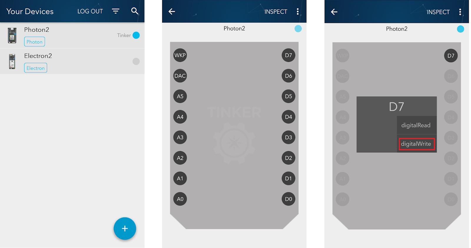 CONTROLAR PINES DEL PHOTON USANDO TINKER