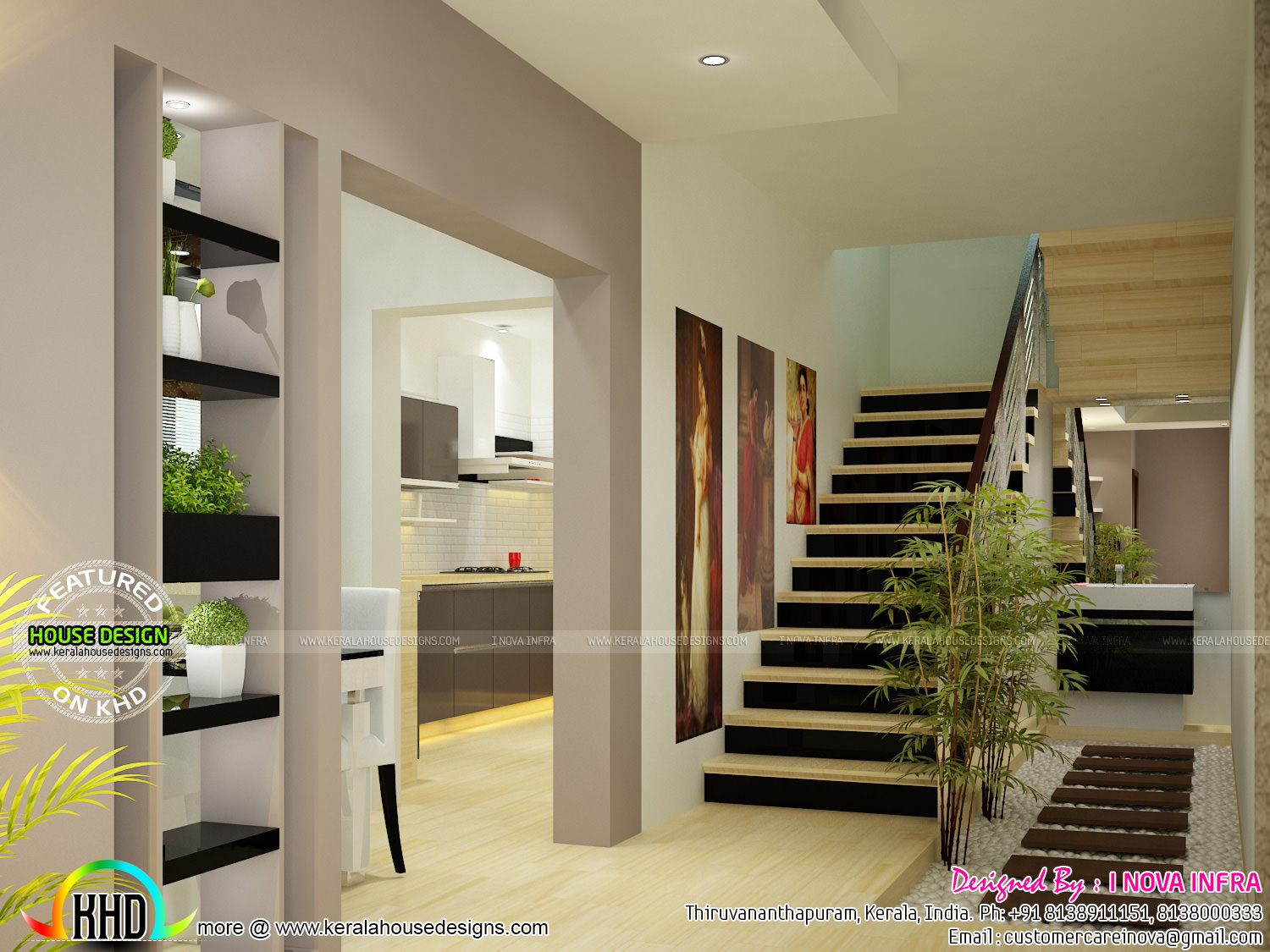 Balcony, dining, bedroom and staircase interior - Kerala Home Design ...