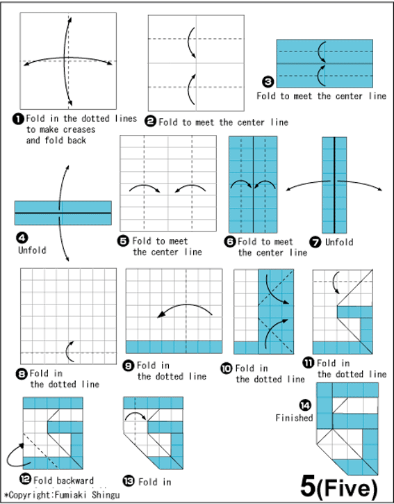 Number 5（Five） - Easy Origami instructions For Kids