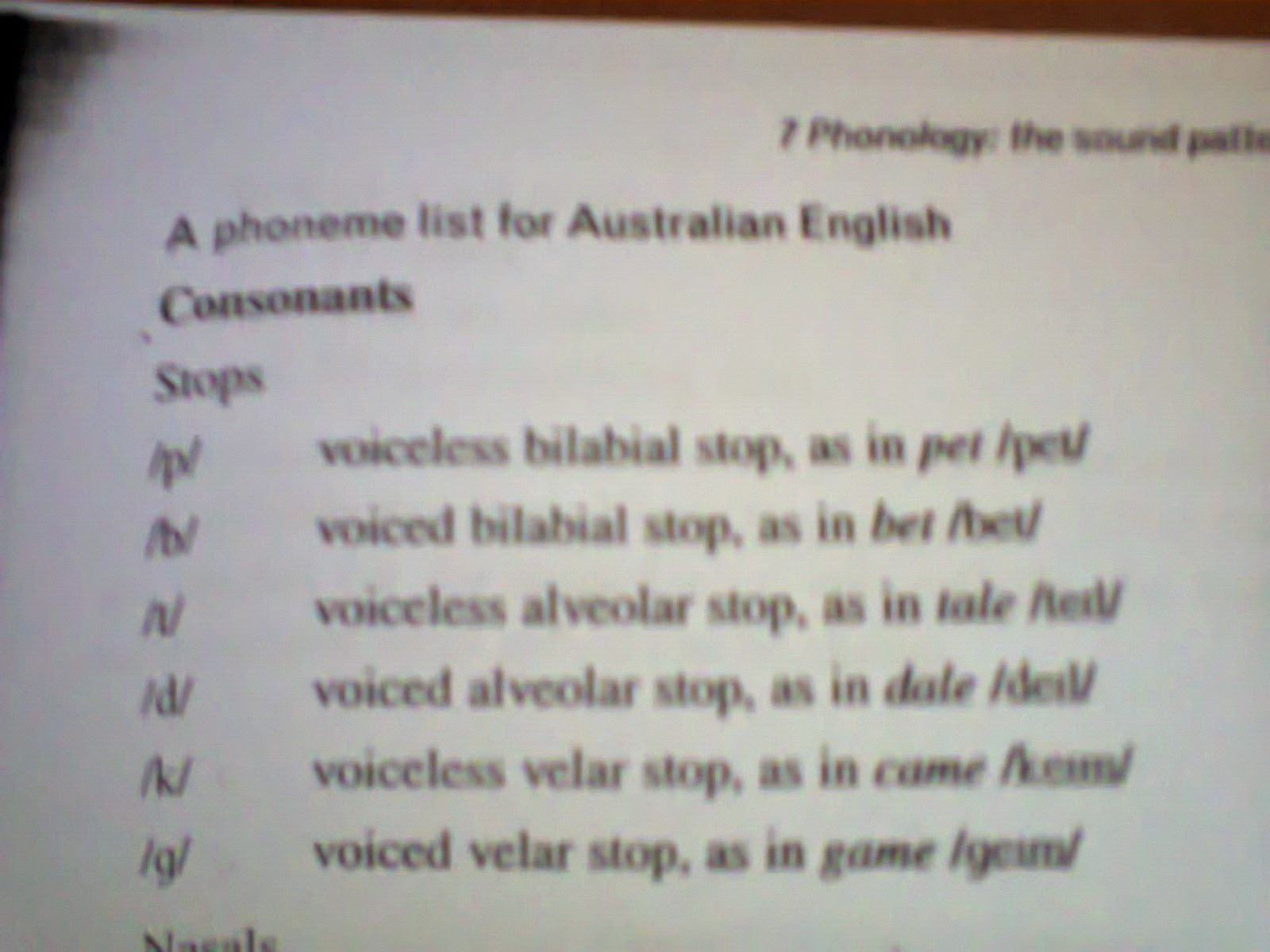 A phoneme list for Australian English