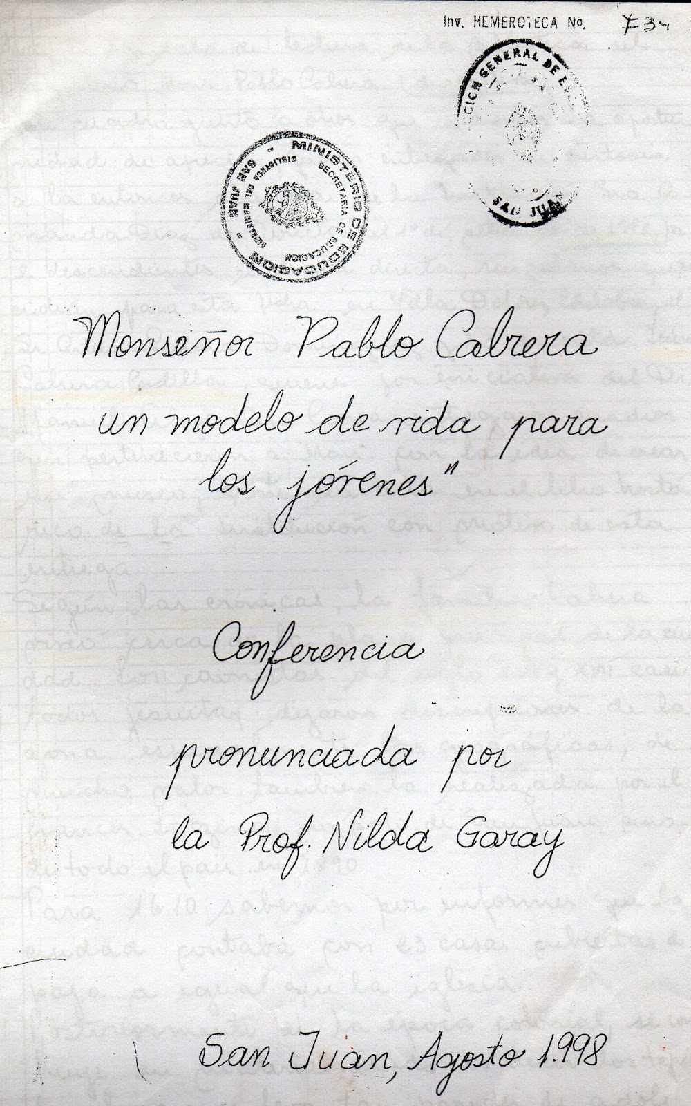 Mons. PABLO CABRERA - EN HOMENAJE- Apóstol de la Verdad Histórica ...