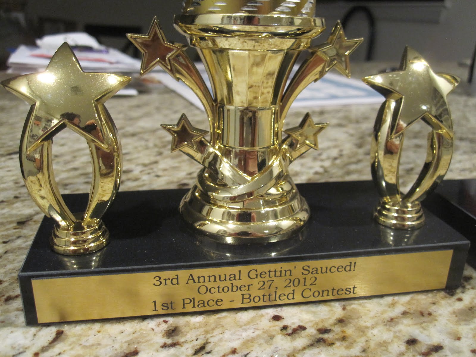 Man Up: Tales of Texas BBQ™: Gettin' Sauced! contest trophies!!!