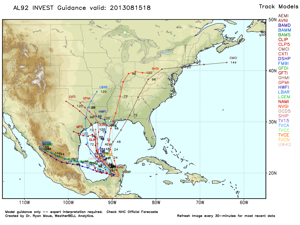 Invest AL92 Over The Yucatan Peninsula - Future Of Storm Highly Uncertain.