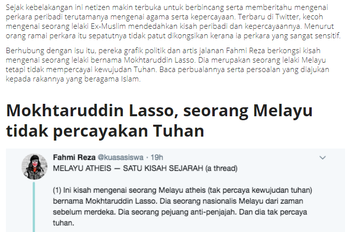 Mokhtaruddin Lasso, Kisah Seorang Lelaki Melayu Yang Tidak Percaya ...