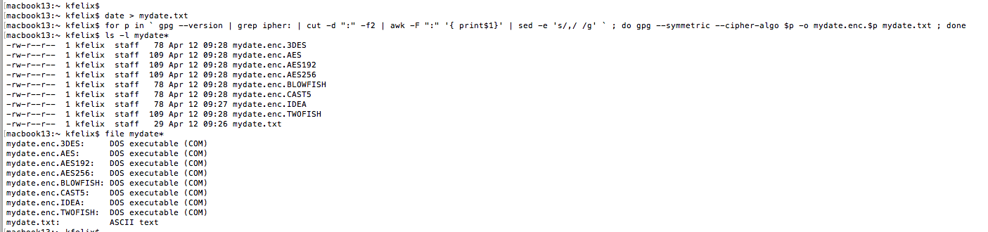 Ken Felix Security Blog: gpg ciphers and data size