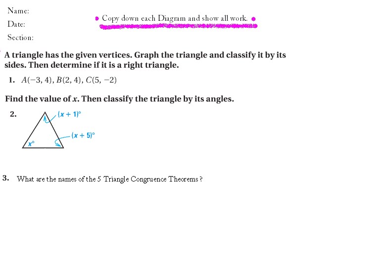 Geometry: 4.1 and 4.2 Quiz