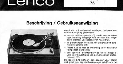 De Audiobewerker: Lenco L75 Handleiding