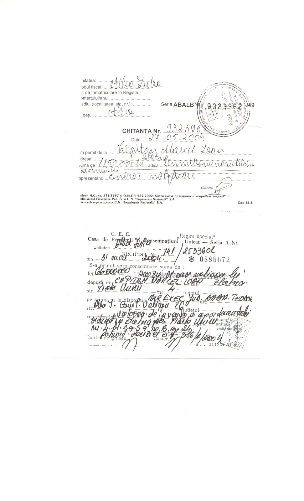 daniela capitan: Baba Teodor executor judecătoresc Alba Iulia, Chitanța ...