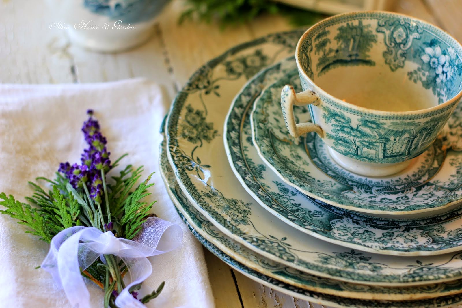 Aiken House & Gardens: Christmas Transferware Vignette