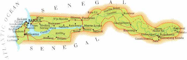Gambija - geografinių žemėlapių Gambija - Geografia Total™