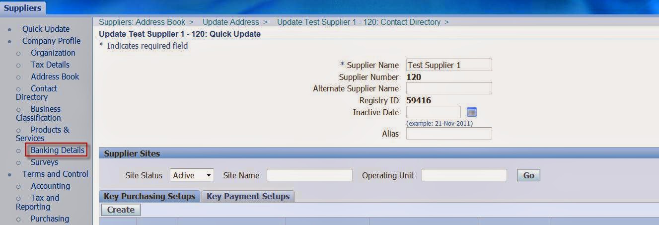 Steps to Create Supplier, Supplier Site and Supplier Banks : Oracle EBS ...