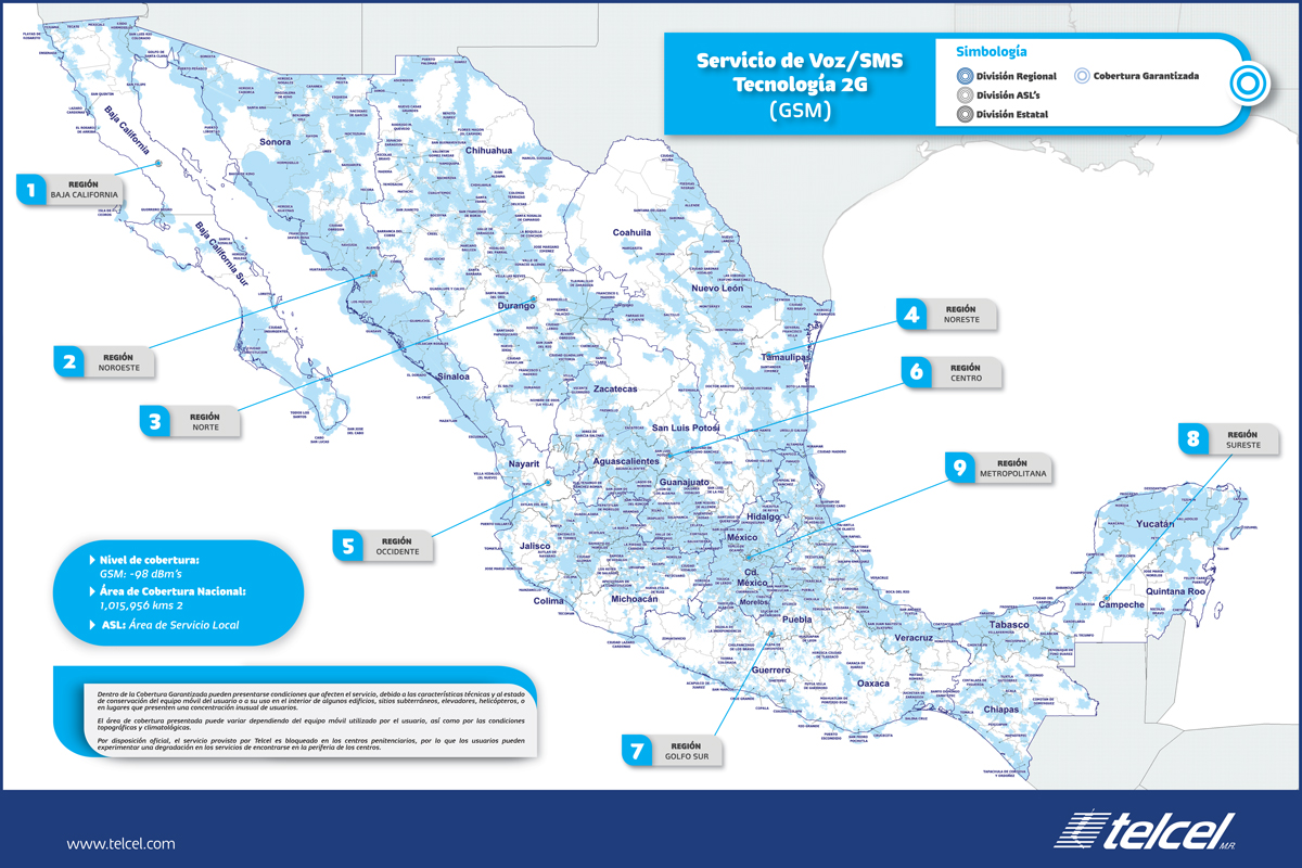 Sistemas de Comunicación: Mapa de la cobertura de celular