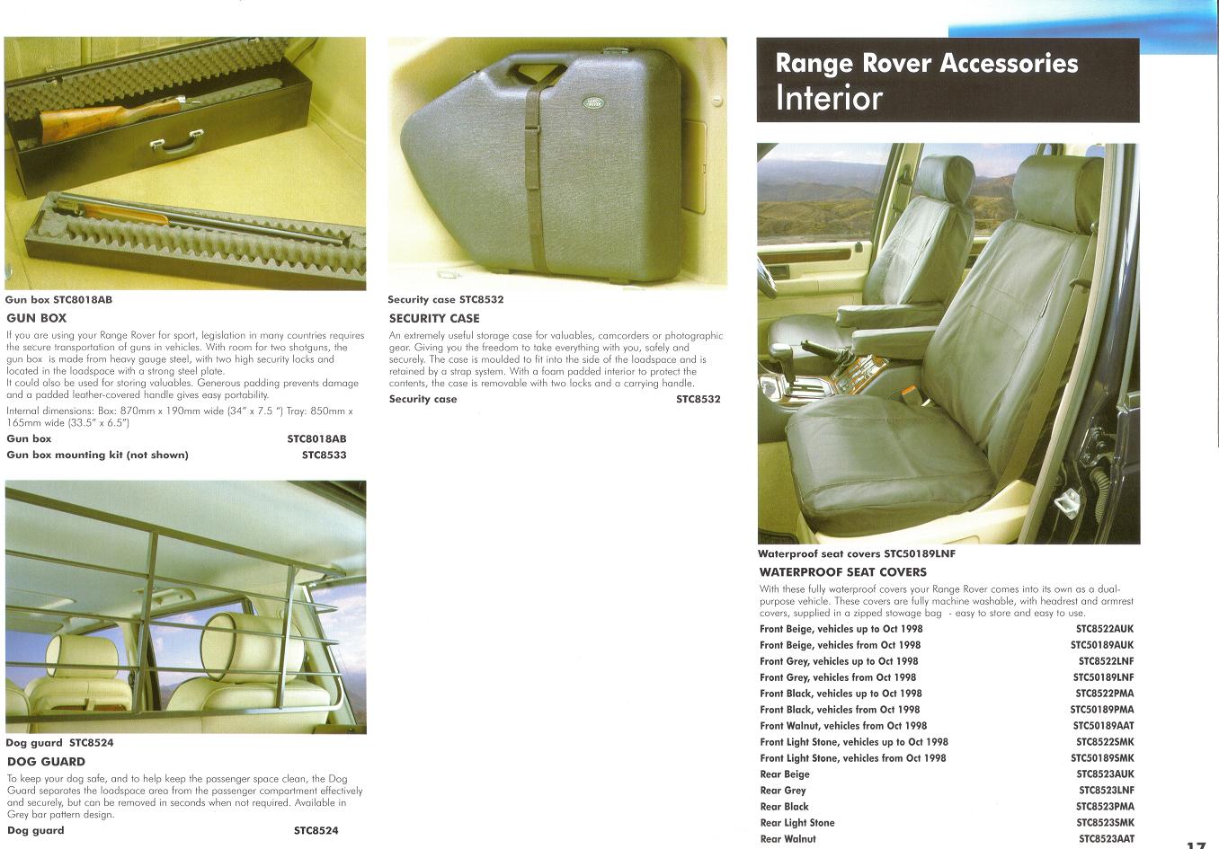 RANGE ROVER WORLD : Range Rover P38 accessories booklet for reference only