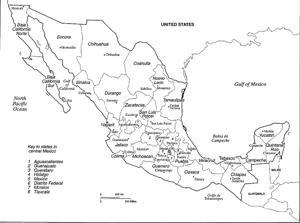 Coloring Map Of Mexico Coloring Pages