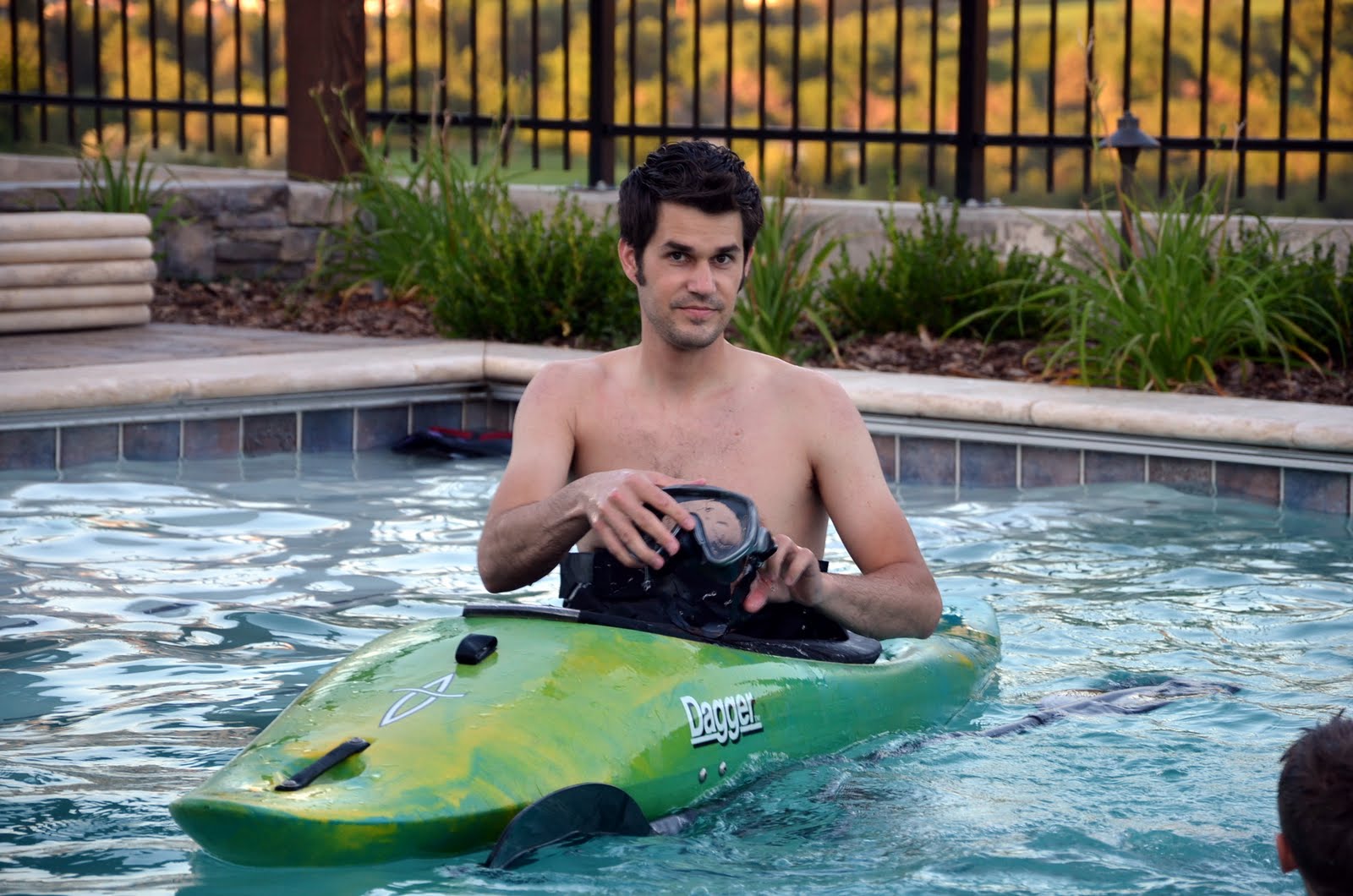 Johnny and Ashley: kayaking in the swimming pool