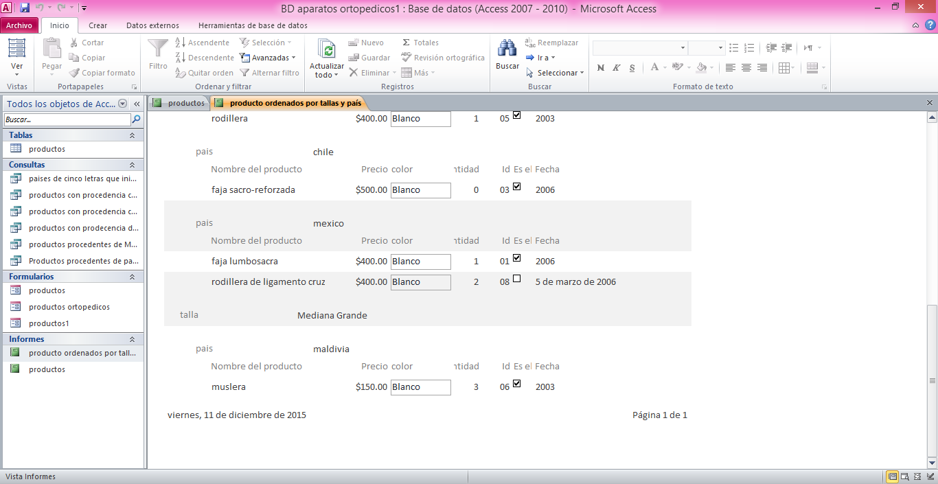 El mundo marino : Como hacer informes en Access