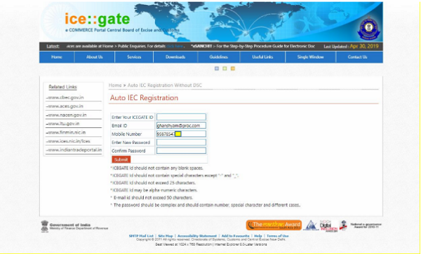 Advisory for Simplified Auto Registration at ICEGATE