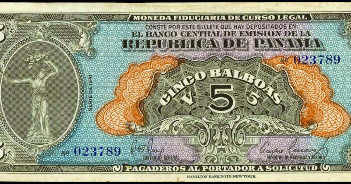 Panama banknotes 5 Balboas 1941 Arias Issue|World Banknotes & Coins ...