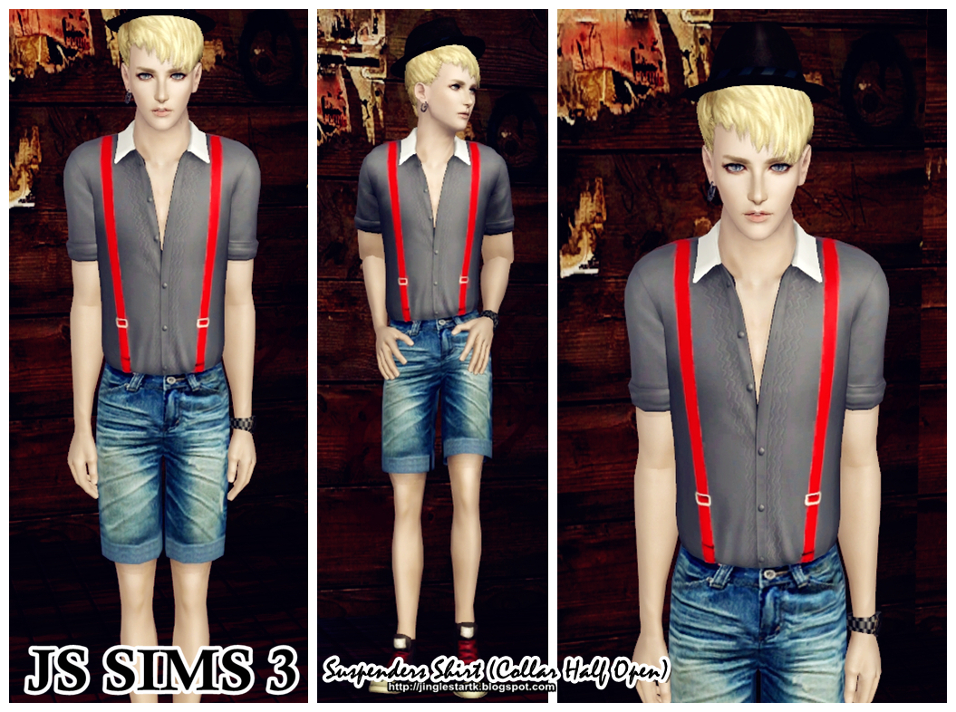 [JS SIMS 3] Suspenders Shirt Set
