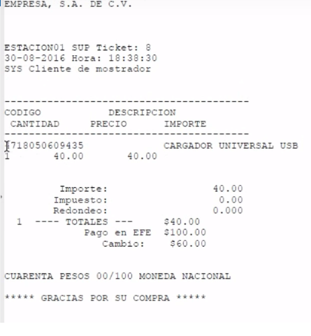 Ticket - Formato con código de articulo - Descargar