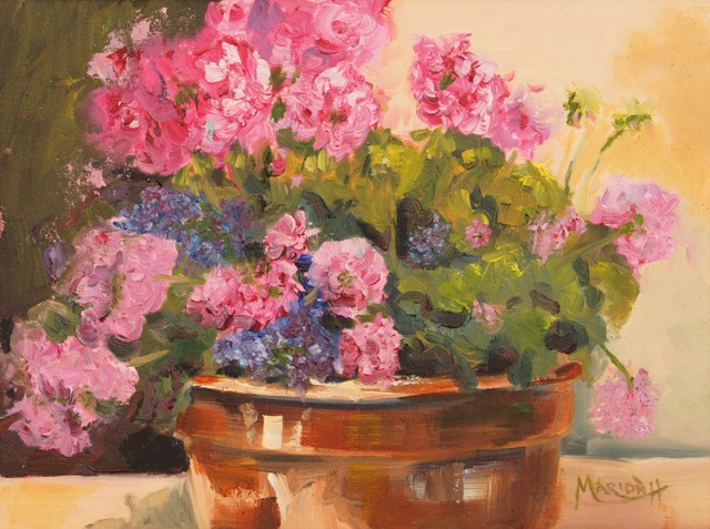 Marion's Floral Art Blog: Pink Geraniums oil painting