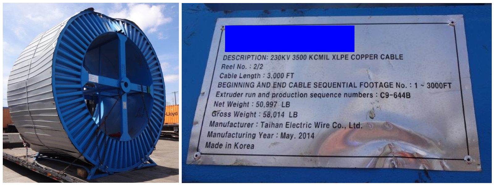 irGRiD: Taihan Electric 230kV CU 1C x 3500 KCMIL XLPE Insulated Cable ...