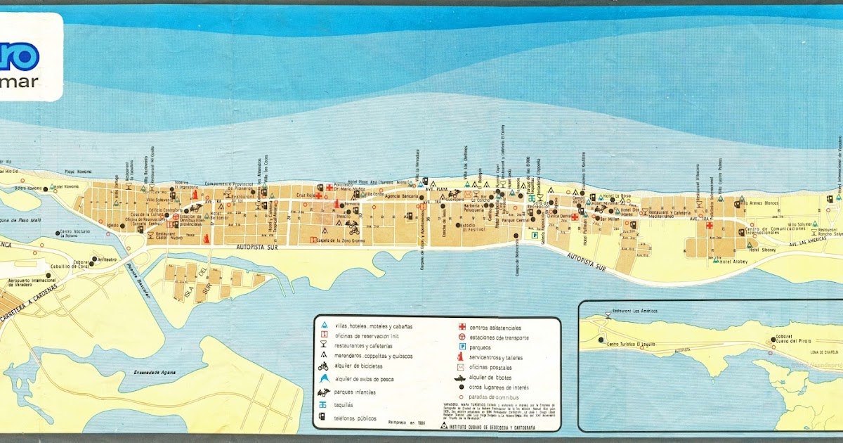 Sanda Project Stamps Collection: Touristic map of Varadero (Cuba)