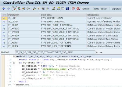 SAP ABAP: BADI: Add Item Custom Fields Tab in VL01N,VL02N,VL03N ...