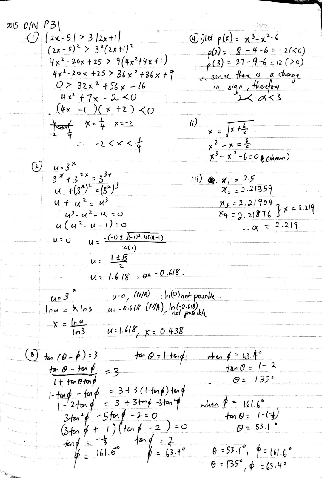 2015 O/N P31 A-Level Mathematics (9703)