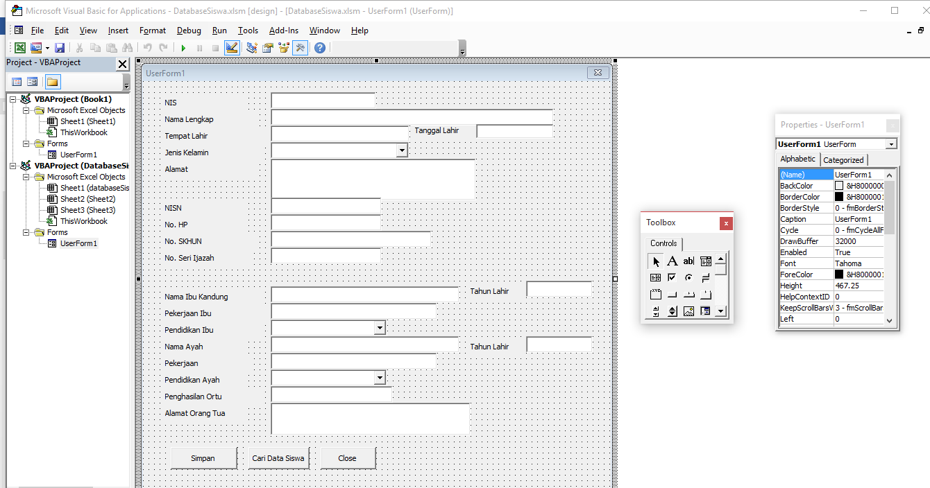 Tutorial Membuat Form Entri Data (Input Data Siswa) berbasis Ms. Excel ...
