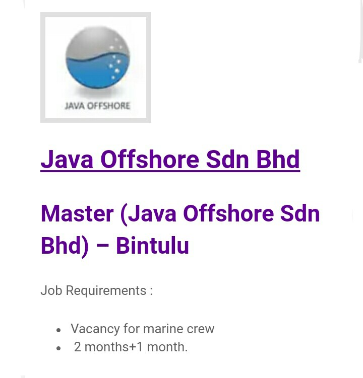 Oil & Gas Vacancies At Java Offshore Sdn Bhd - Borneo Career - Your ...