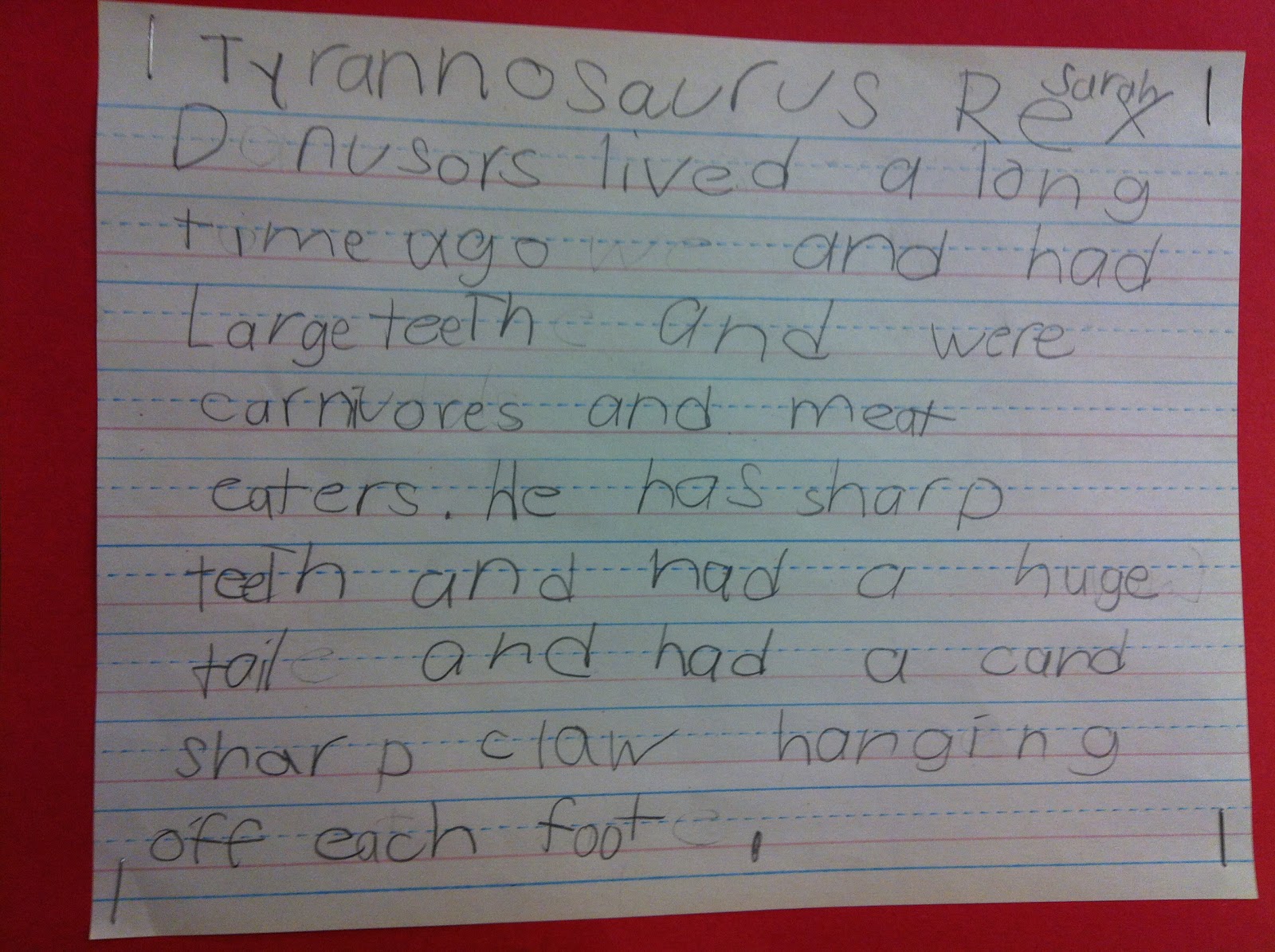 Mrs. Hannah's First Grade Class: Tyrannosaurus Rex writing!
